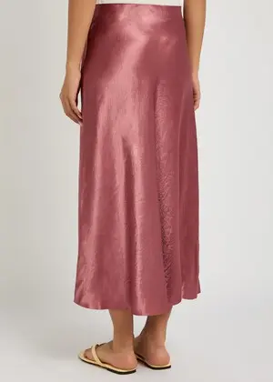 Vince Crinkled Satin Midi Skirt