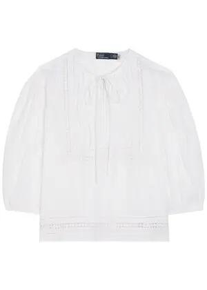 Polo Ralph Lauren Cutwork Embroidered Cotton Blouse - White