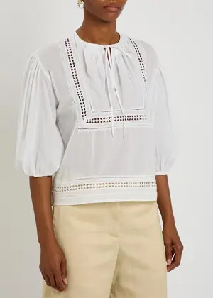 Polo Ralph Lauren Cutwork Embroidered Cotton Blouse - White