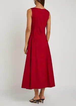 Staud Gwen Stretch-cotton Poplin Midi Dress