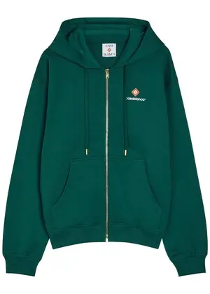 Casablanca Hooded Zip-through Cotton Sweatshirt