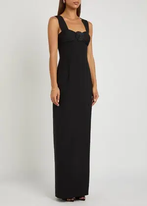 PATRICK MCDOWELL Floral-appliquéd Wool-blend Maxi Dress