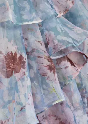 Aje Gabriella Floral-print Strapless Linen-blend Gown