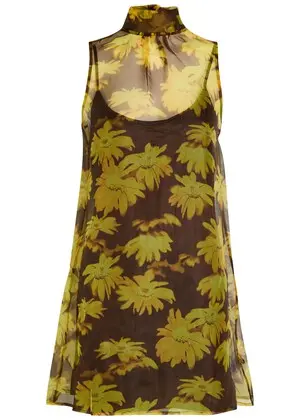 Staud Ablee Floral-print Organza Mini Dress