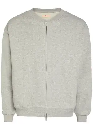 CHERRY LOS ANGELES Gecko Embroidered Zip-through Cotton-blend Sweatshirt - Grey
