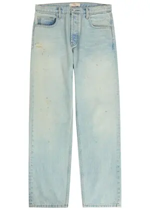 CHERRY LOS ANGELES Distressed Relaxed Straight-leg Jeans - Light Blue