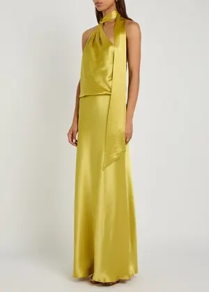 Staud Estelle Scarf-effect Satin Maxi Dress