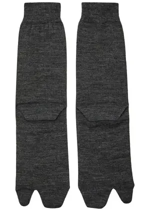 MAISON MARGIELA Tabi Ribbed-knit Wool-blend Socks - Dark Grey