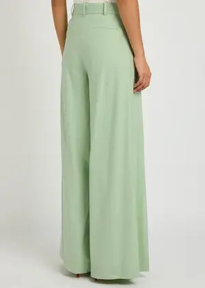 Alice + Olivia Blaire Pleated Wide-leg Linen-blend Trousers