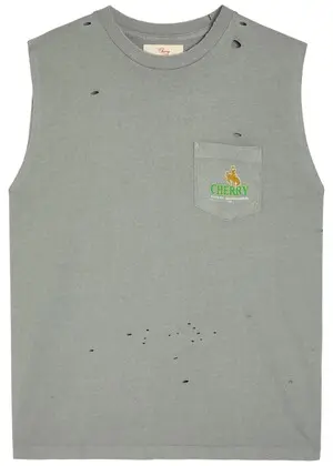 CHERRY LOS ANGELES Thirst Quencher Printed Distressed Running Vest