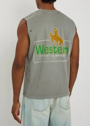CHERRY LOS ANGELES Thirst Quencher Printed Distressed Running Vest