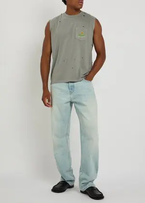 CHERRY LOS ANGELES Thirst Quencher Printed Distressed Running Vest