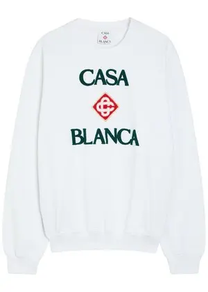 Casablanca Stacked Terry-logo Cotton Sweatshirt - White