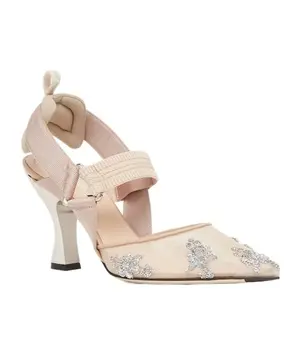 Fendi Colibrì Embellished Mesh Slingback Pumps - Pink