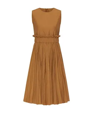 Red Valentino Pleated Sleeveless Dress - Brown
