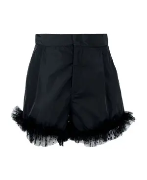 Red Valentino Mesh Tulle Ruffled Shorts - Black