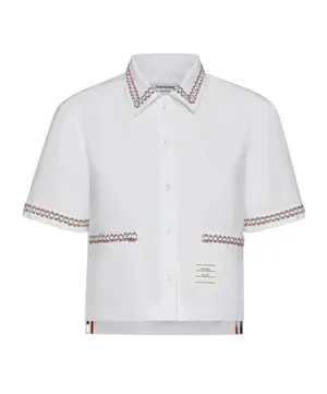 Thom Browne Cropped Shirt With Tricolor Trim