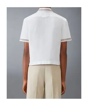 Thom Browne Cropped Shirt With Tricolor Trim