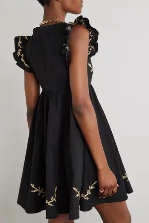 Red Valentino Square Neck Embroidered Midi Dress