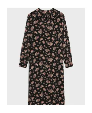 Celine Jabot Dress In Silk Georgette