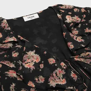 Celine Jabot Dress In Silk Georgette