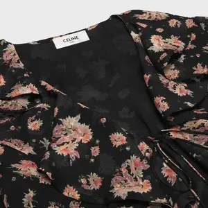 Celine Silk Georgette Printed Jabot Dress