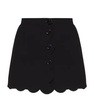 Red Valentino Scallop Trim Button Front Shorts - Black