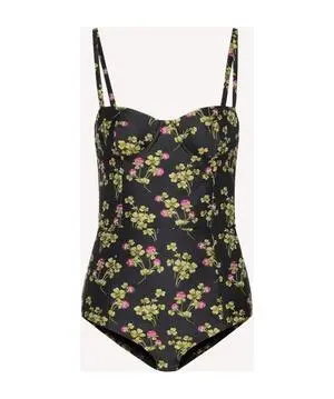 Red Valentino Three-leaf Brocade With Corset - Black