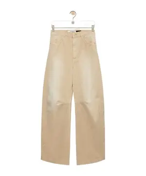 Loewe Barrel Trousers In Cotton - Light Beige
