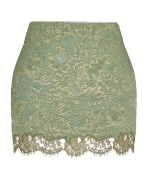 Saint Laurent Baroque Lace Mini Skirt - Green