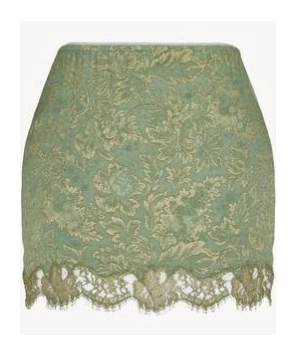 Saint Laurent Baroque Lace Mini Skirt - Green