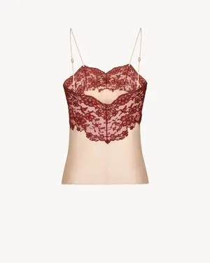 Saint Laurent Laced Camisole In Silk Satin