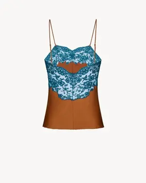 Saint Laurent Laced Camisole In Silk Satin