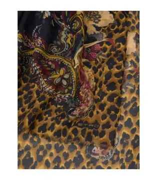 Etro Modal And Cashmere Scarf With Animal And Paisley Print