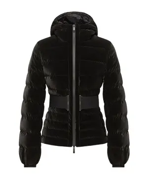 Moncler Hooded Padded Coat With Detachable Belt - Black