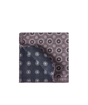 Brunello Cucinelli Silk Pocket Square With Medallion Design