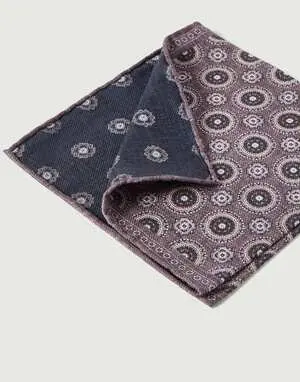 Brunello Cucinelli Silk Pocket Square With Medallion Design