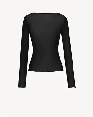 Saint Laurent Cassandre V-neck Top In Ribbed Silk