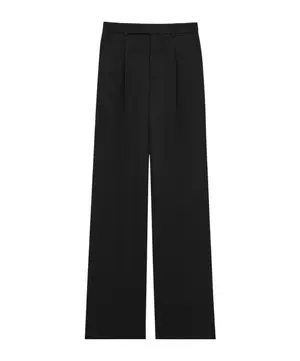 Saint Laurent Fluid Pants In Grain De Poudre - Black