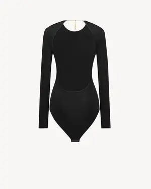 Saint Laurent Cassandre Backless Bodysuit In Jersey