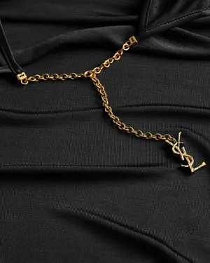 Saint Laurent Cassandre Backless Bodysuit In Jersey