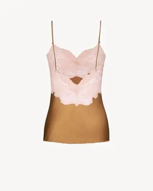 Saint Laurent Laced Camisole In Silk Satin