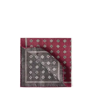 Brunello Cucinelli Silk Pocket Square With Medallion Design