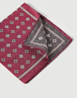 Brunello Cucinelli Silk Pocket Square With Medallion Design