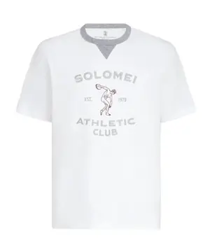 Brunello Cucinelli Cotton Jersey Crew Neck T-shirt With Print
