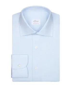 BRIONI Light Blue Ventiquattro Cotton Twill Formal Shirt
