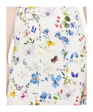 ALICEOLIVIA Tara Ruffled Floral Slip Midi Dress