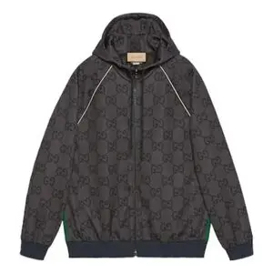 Gucci Jumbo Gg Zip Jacket With Web 'grey Dark Grey