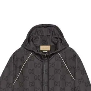 Gucci Jumbo Gg Zip Jacket With Web 'grey Dark Grey