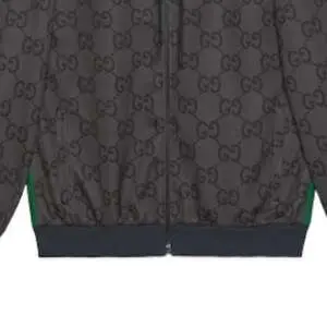 Gucci Jumbo Gg Zip Jacket With Web 'grey Dark Grey